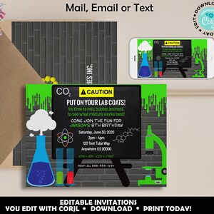 Mad Scientist Birthday Invitation, Science Experiment Party Invitation ...