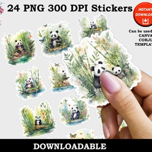 Printable Panda Stickers, Panda AI Art, Pet Animal Print and Cut ...