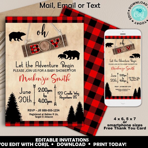 Baby Shower Buffalo Plaid Invitations - Etsy
