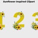 Printable Sunflower Numbers Clipart, Sunflower SVG Clipart, Sunflower ...