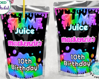 Slime Birthday Party Stickers or Favor Tags Slime Birthday - Etsy