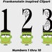 Frankenstein Clipart Numbers, Halloween Clipart, Frankenstein Halloween ...