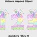 Unicorn Inspired Numbers Clipart, Unicorn Numbers Clipart, Numbered ...