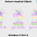Printable Unicorn Clipart Numbers, Editable Unicorn Numbers Clipart ...