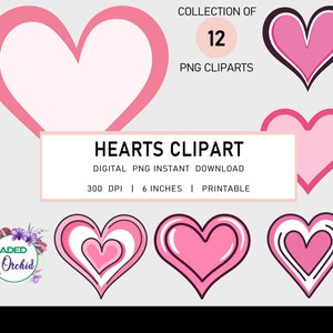 Pink Doodle Hearts Clipart PNG Digital Download, Heart Shapes ...