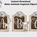 Boho Animal Alphabet Clipart, Printable Boho Animal PNG Clipart, Boho ...