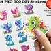 Printable Cute Dragon Print and Cut Digital PNG Sticker Sheet, 24 ...