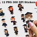 Graduation Kidsl Print and Cut Digital PNG Sticker Sheet, 12 Different ...