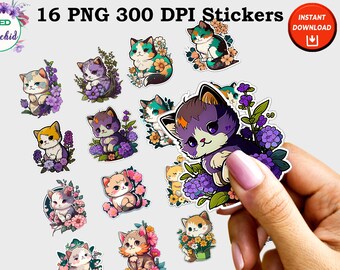 Cat Digital Stickers Happy Sticker Pack Digital Planner - Etsy