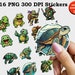 Printable Turtle Print and Cut Digital PNG Sticker Sheets, 16 Different ...