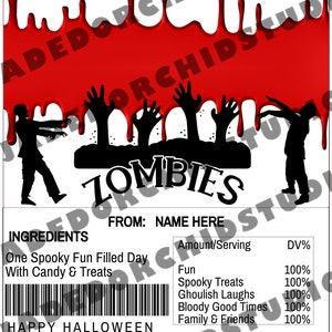 Printable Zombie Chocolate Candy Bar Labels, Halloween Chocolate Party ...