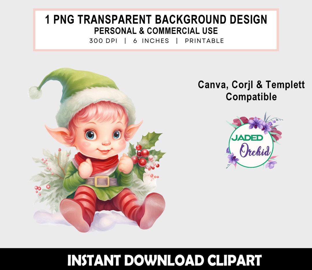 Watercolor Christmas Elf Clip Art Cute Boy Elf Clipart - Etsy