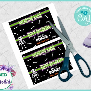 EDITABLE Bag of Bones Halloween Loot Bag Toppers, Halloween Treat ...