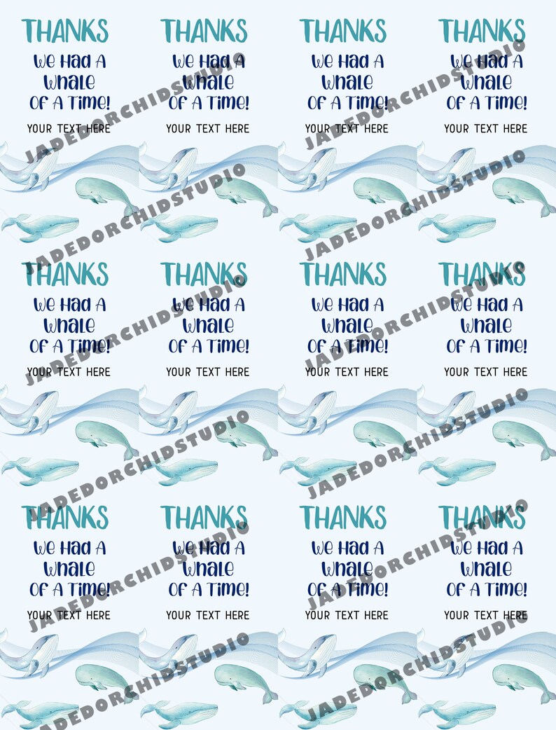 Printable Whale Gift Tags Whale Thank You Tags Whale - Etsy
