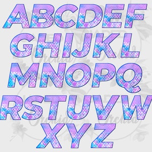 Purple Mermaid Alphabet Clipart, Mermaid Inspired Letters and Numbers ...