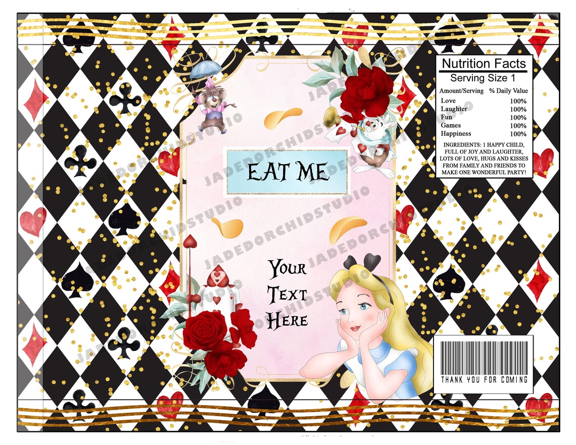 Alice in Wonderland Chip Bag Label Mad Hatter Chip Bag Label - Etsy