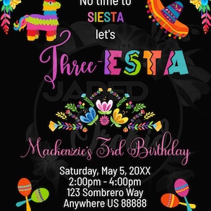 Fiesta Three-esta Birthday Party Invitation, Three-esta Birthday Party ...