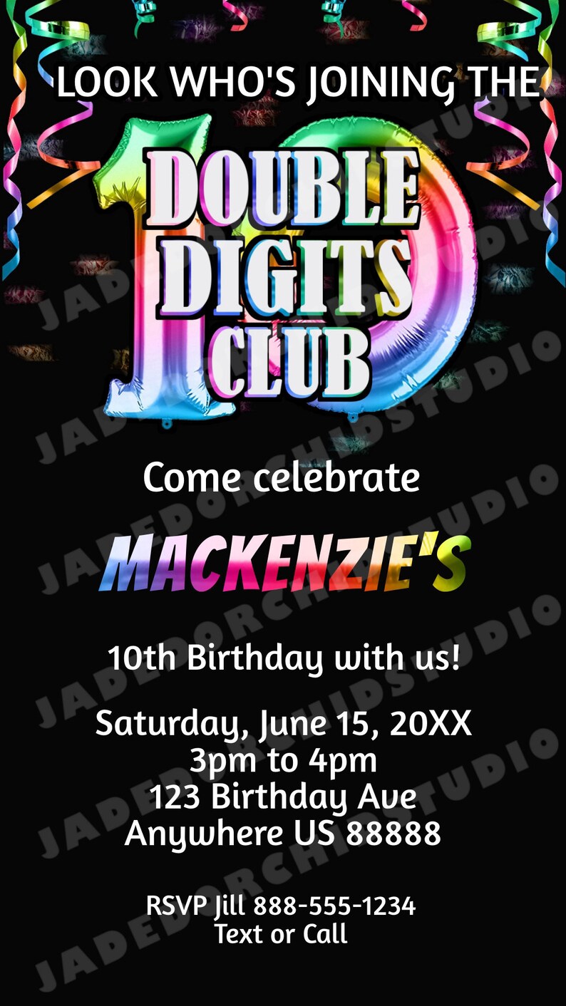 Printable Double Digits Birthday Invitation 10th Birthday | Etsy