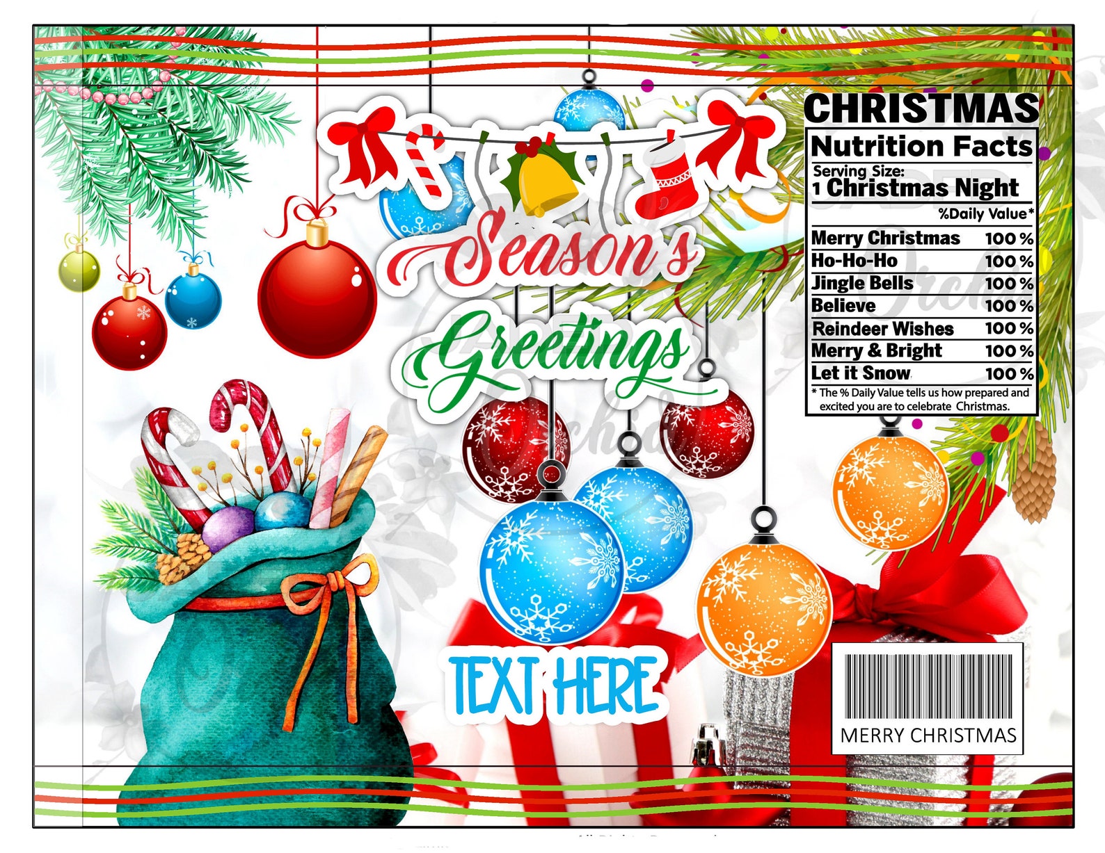Editable Christmas Chip Bag Template Christmas Party Favor - Etsy