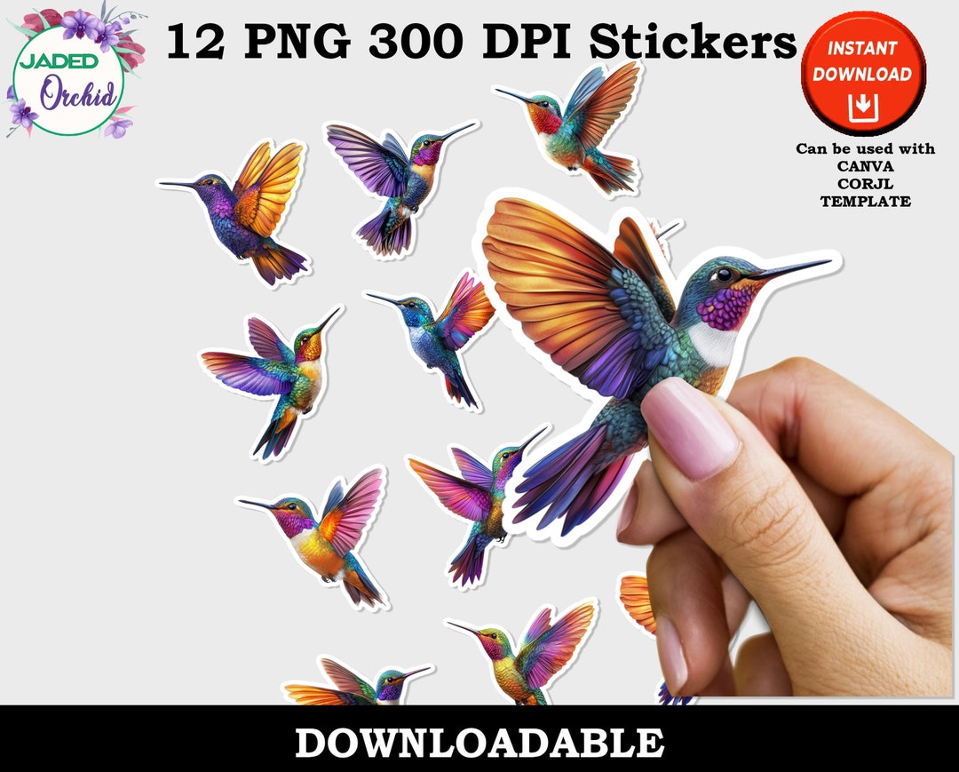 Printable Hummingbird Stickers, Colorful Hummingbird Print and Cut ...
