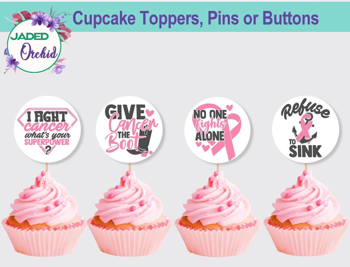 Breast Cancer Cupcake Topper Breast Cancer Survivor Pink | Etsy
