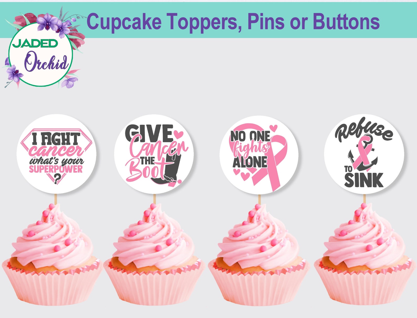Breast Cancer Cupcake Topper Breast Cancer Survivor Pink | Etsy