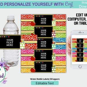 Teacher Appreciation Water Bottle Label, Thank You Bottle Labels, End ...