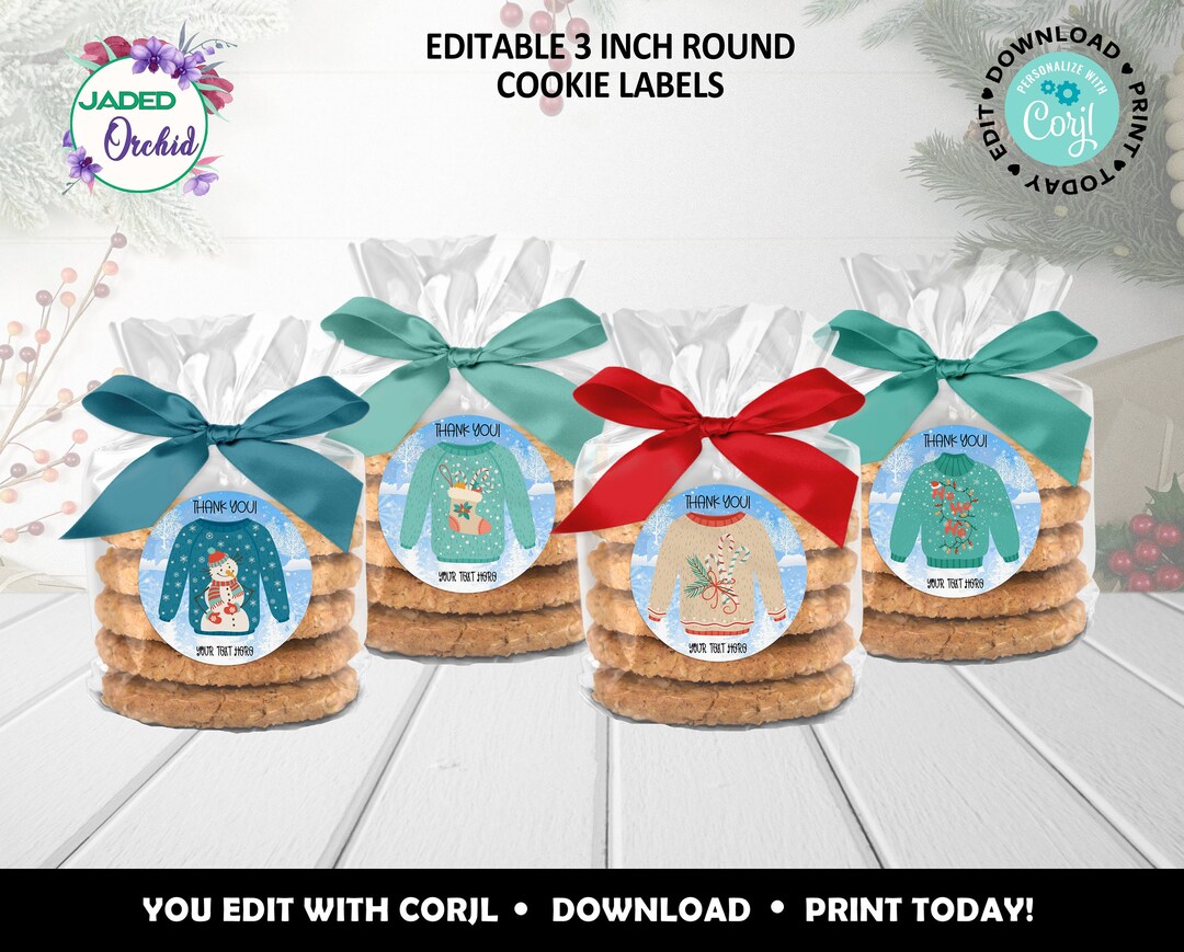 Christmas Ugly Sweater Thank You Tags, Holiday Ugly Sweater Cookie Tags ...