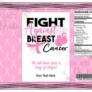 Printable Breast Cancer Awareness Chip Bag Wrap, Pink Breast Cancer Survivor Chip Bag Wrapper ...