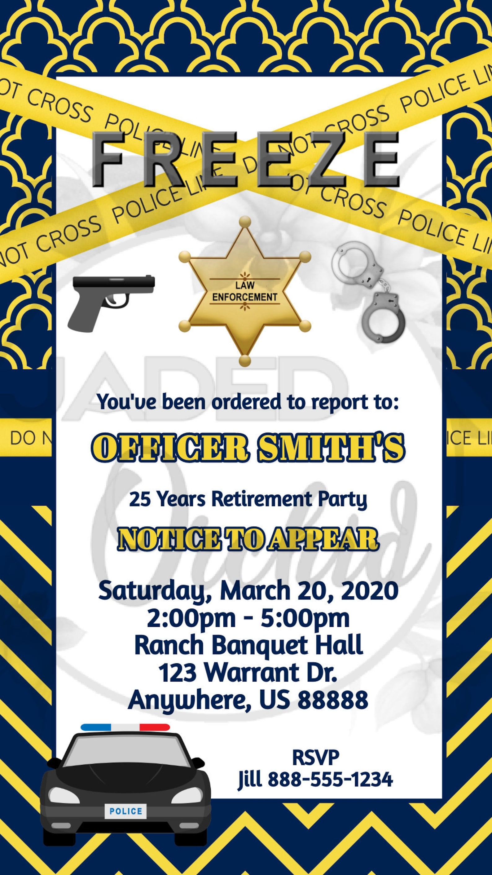 Police Officer Retirement Party Invite, Printable Police Officer ...