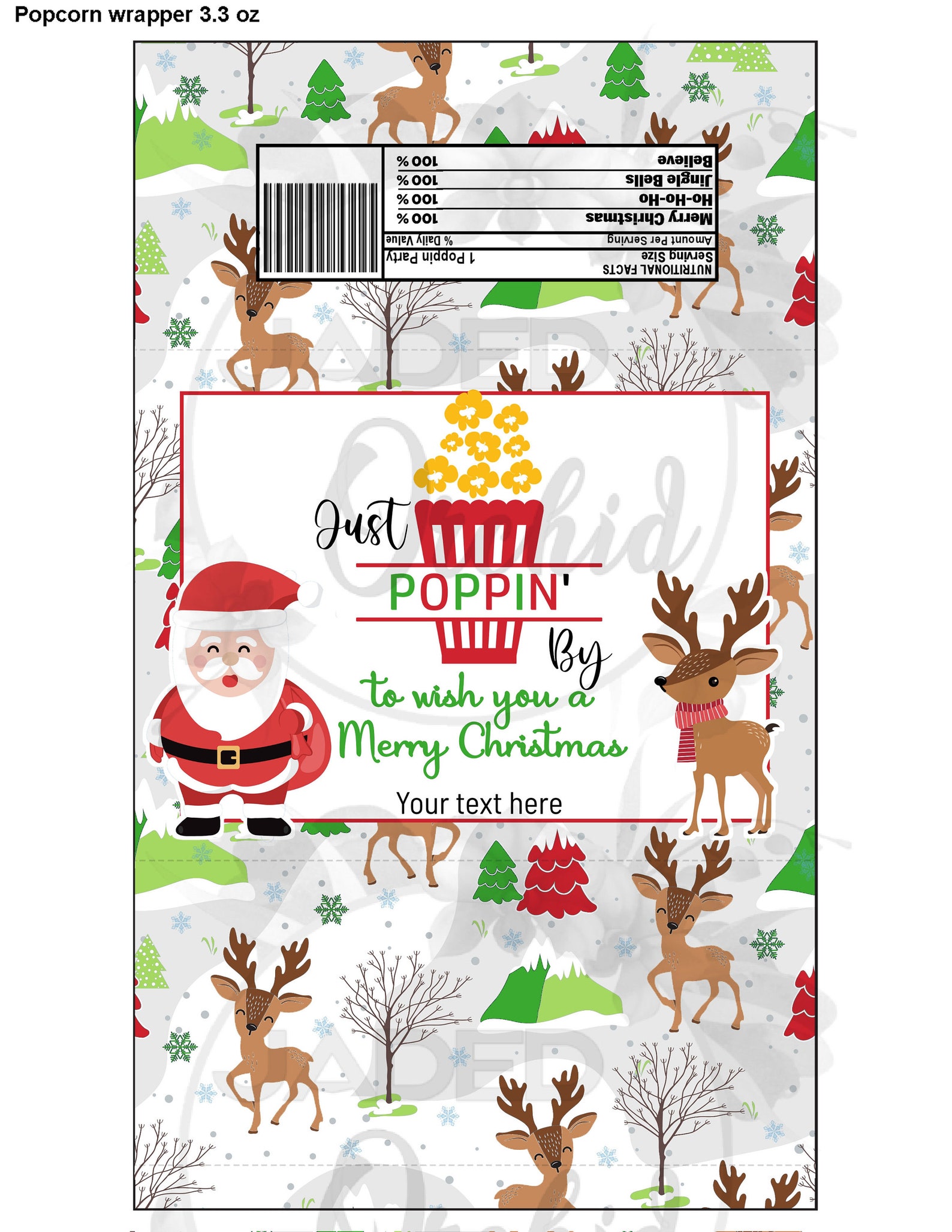 Printable Christmas Santa Popcorn Wrapper Christmas Party - Etsy