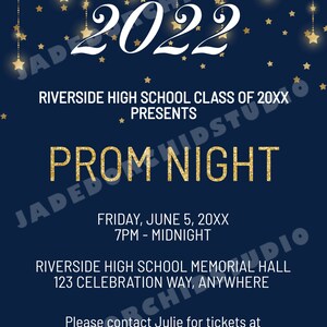 Navy Blue Prom Invite, Prom Invitation, Senior Prom Invitation, Junior ...