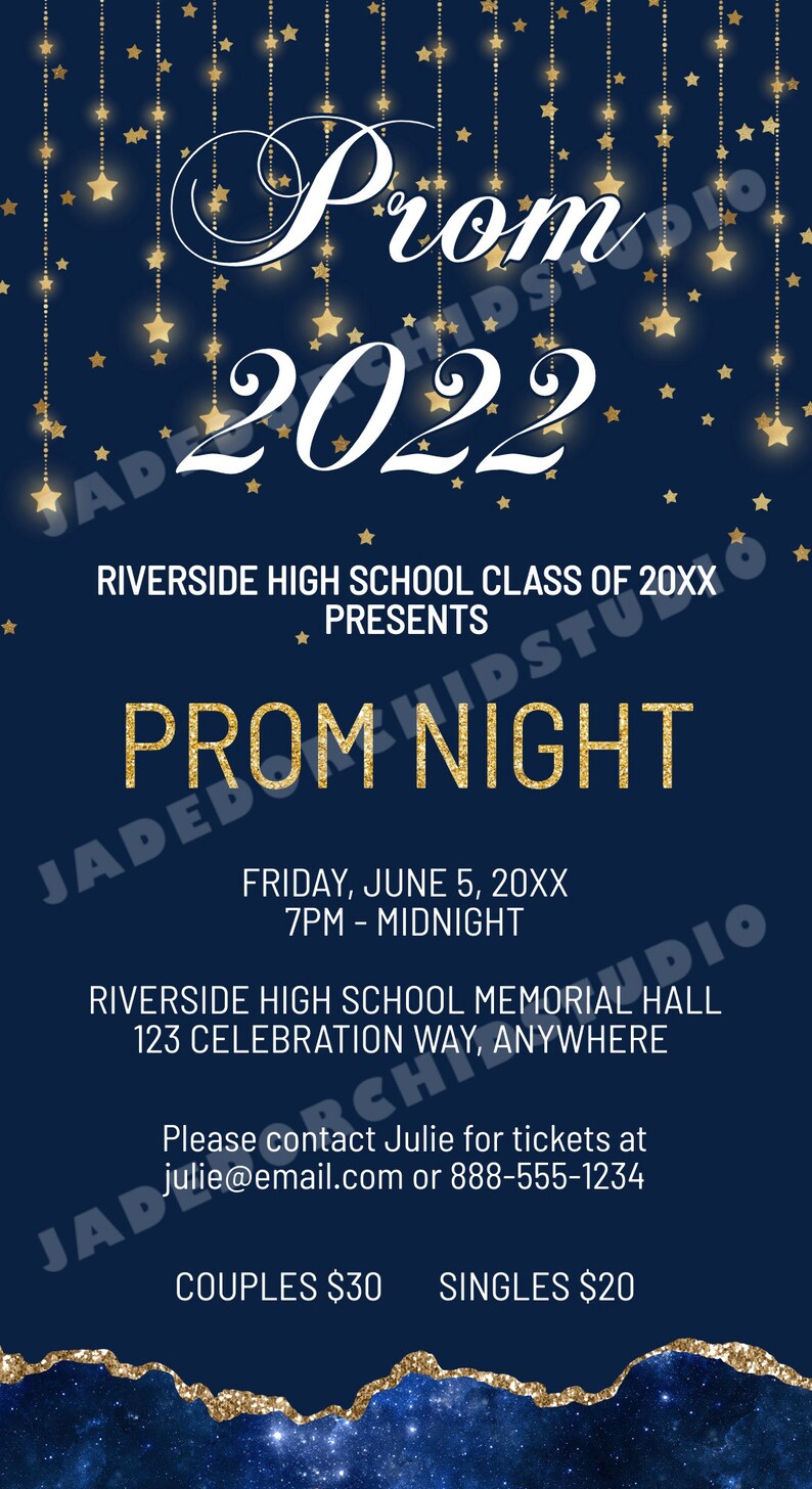 Navy Blue Prom Invite Prom Invitation Senior Prom | Etsy