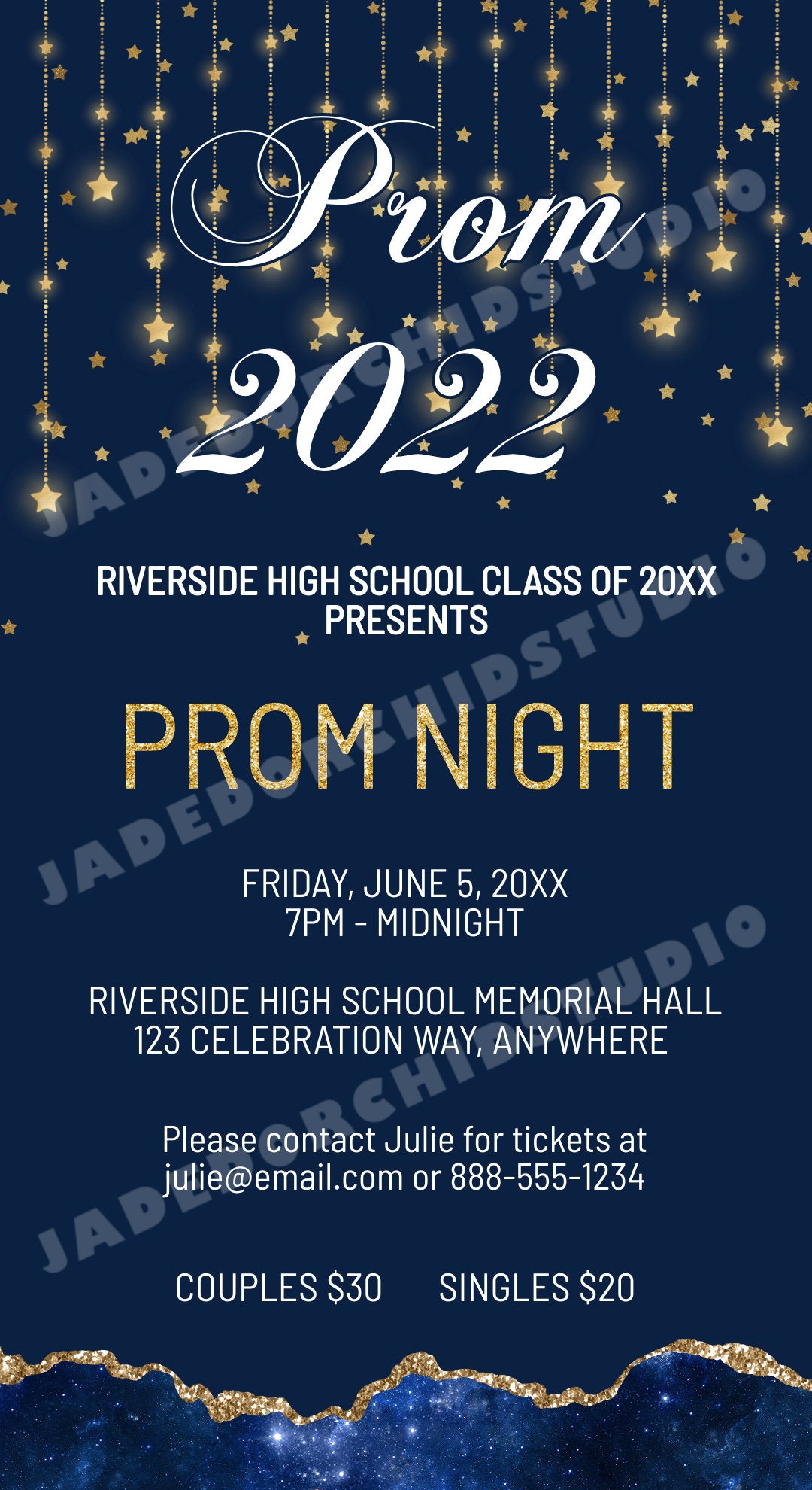 Navy Blue Prom Invite Prom Invitation Senior Prom | Etsy