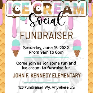 Printable Ice Cream Social Fundraiser Flyer, Ice Cream Fundraiser ...