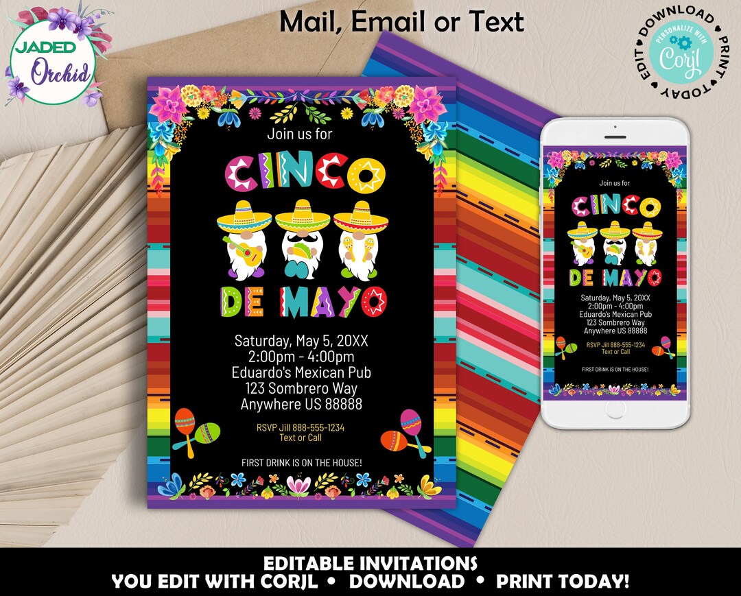 Cinco De Mayo Fiesta Invite, Cinco De Mayo Party Invitation, Fiesta ...