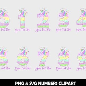 Unicorn Clipart Numbers Editable Unicorn Numbers Clipart - Etsy
