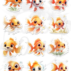 Goldfish Sticker, Adorable Koi Fish Print and Cut Digital PNG Sticker ...