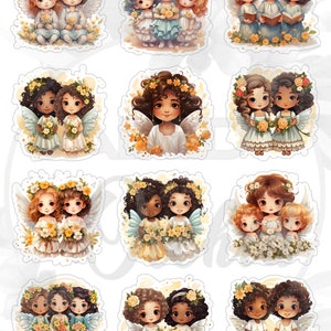 Angel Stickers, Cute Angel Print and Cut Digital PNG Sticker Sheets, 12 ...