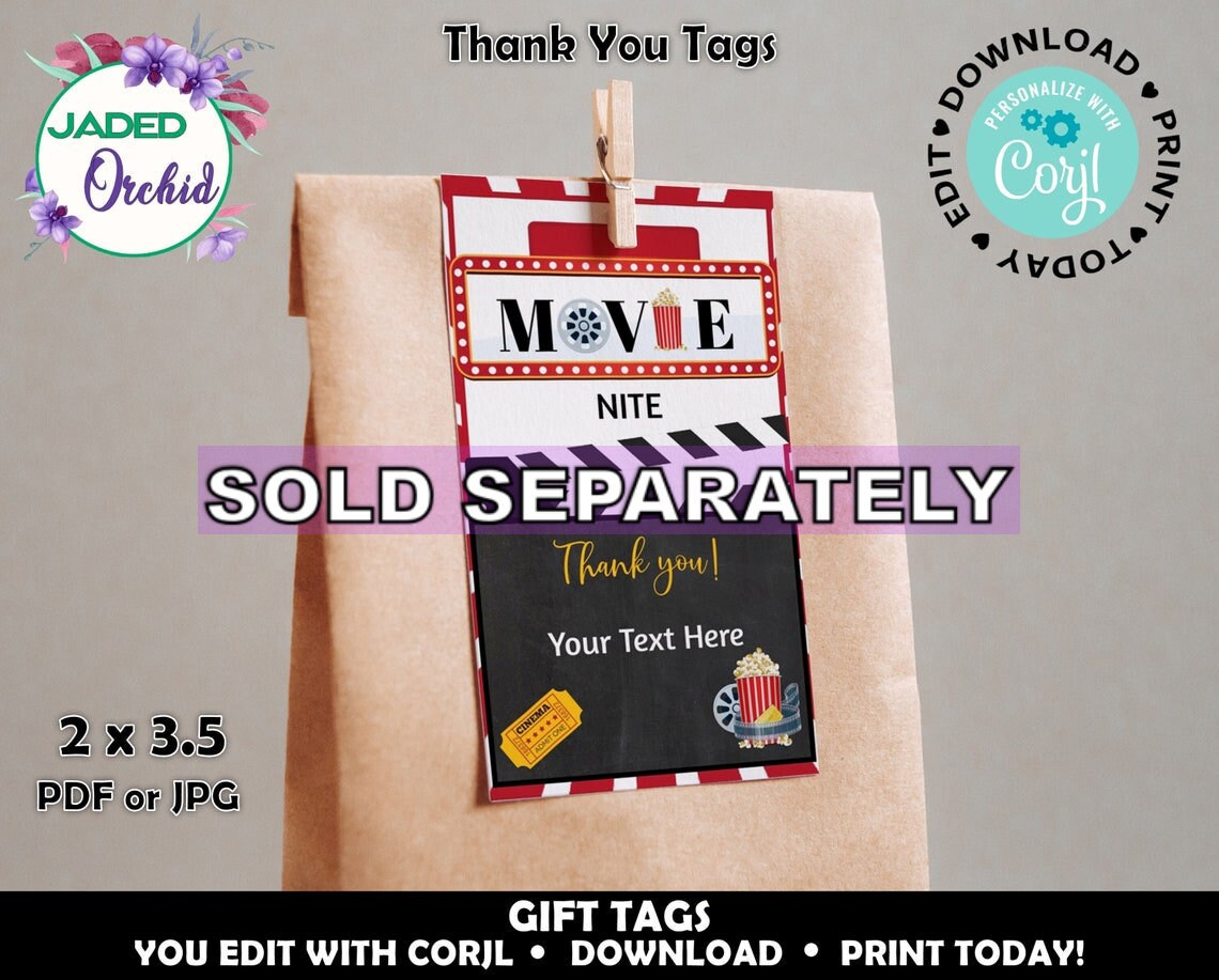 Printable Movie Night Chip Bag Label Movie Birthday Chip Bag - Etsy