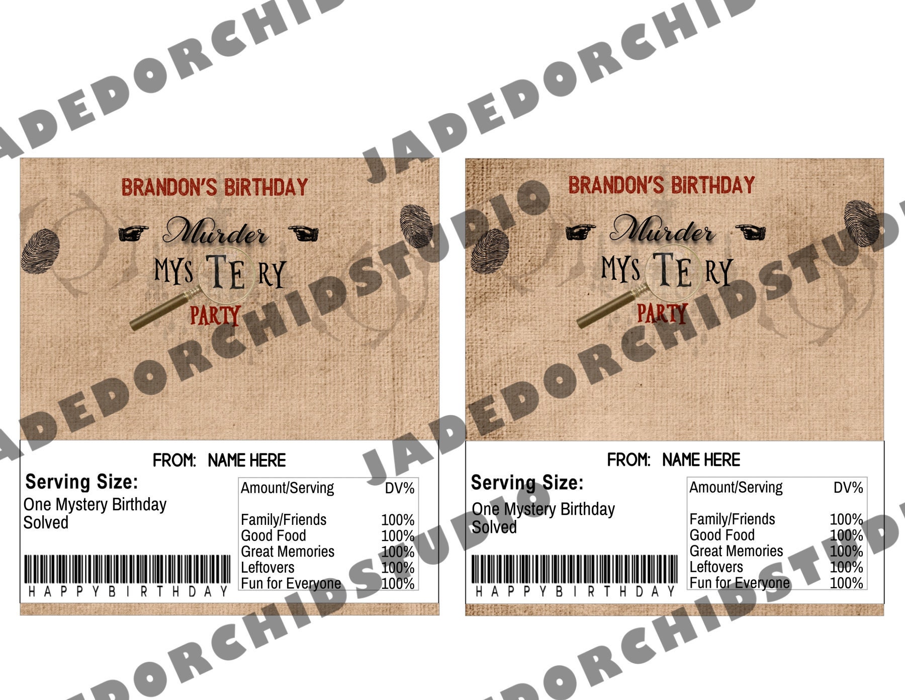 Birthday Murder Mystery Candy Bar Wrappers Murder Mystery - Etsy