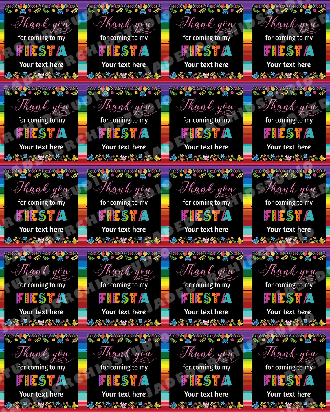 Printable Fiesta Gift Tag Mexican Fiesta Thank You Tag | Etsy