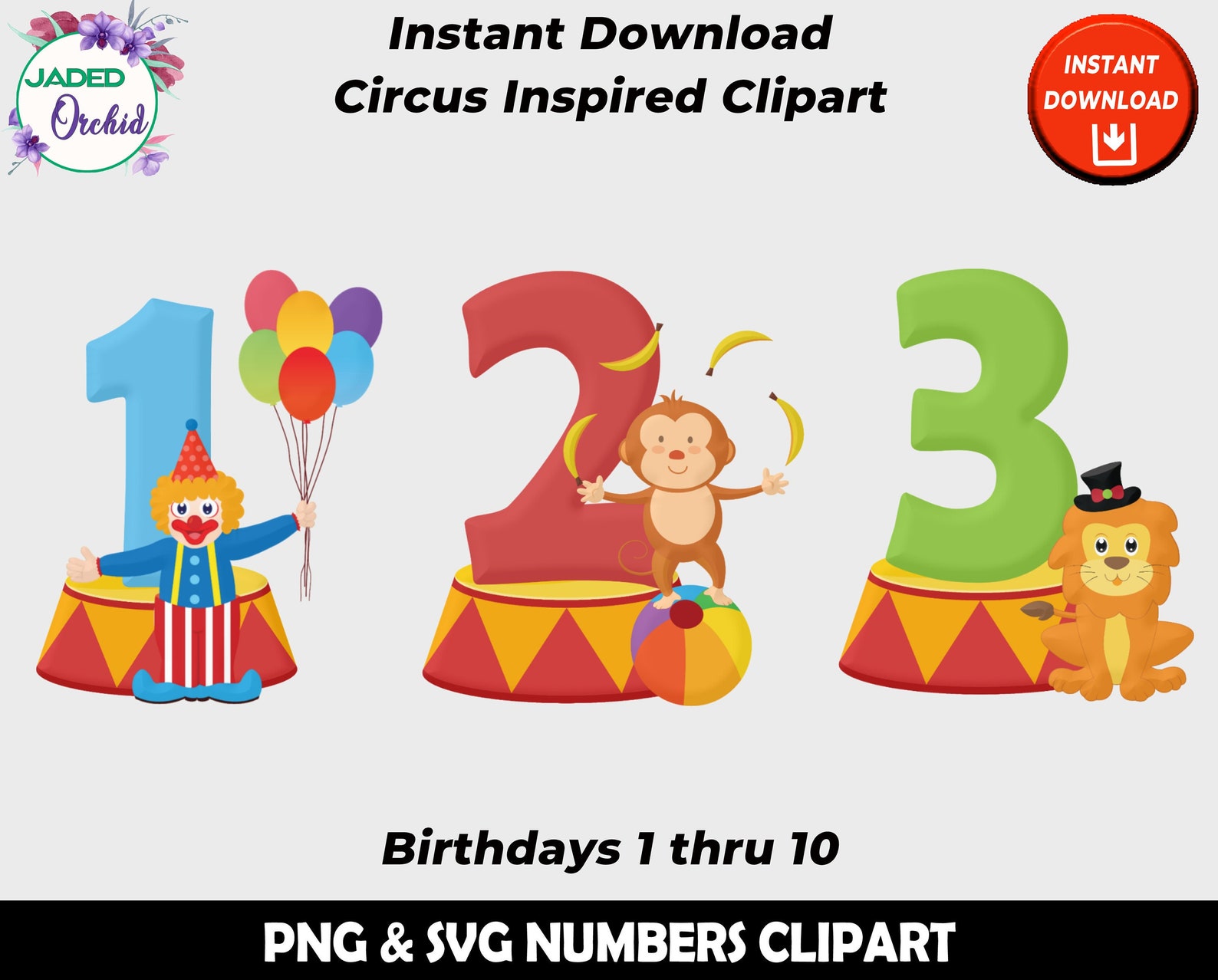 Circus Numbers Clipart Circus Clipart Carnival Clipart - Etsy