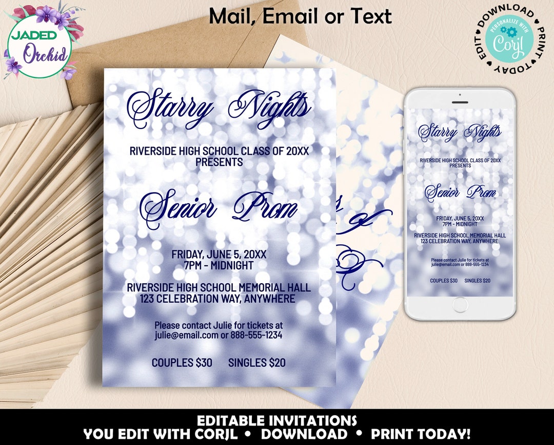 Prom Invitation, Senior Prom Invitation, A Night Under the Stars Prom ...