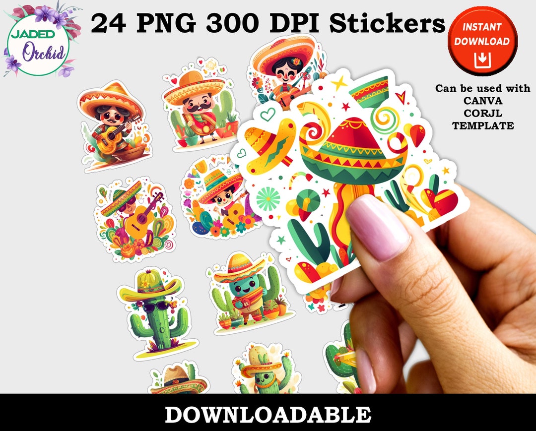 Cinco De Mayo Print and Cut Digital PNG Sticker Sheet, Cinco De Mayo ...