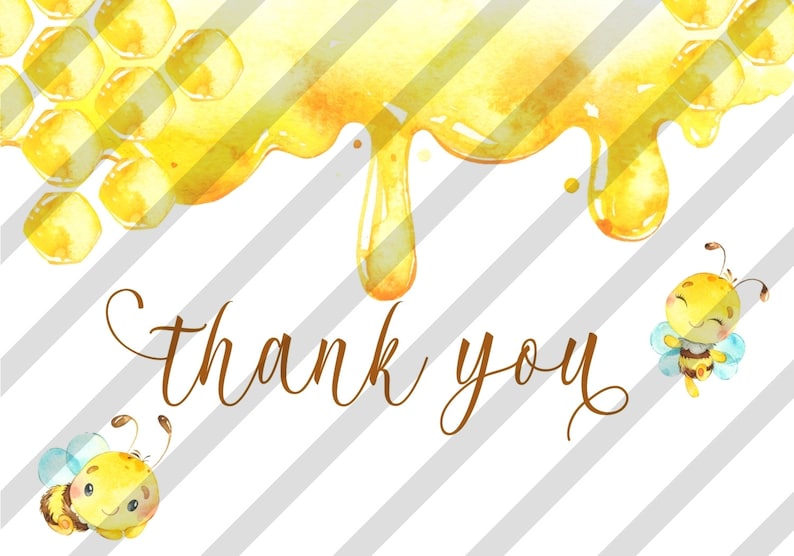 EDITABLE Honey Bee Thank You Card Bee Baby Thank You Bee - Etsy