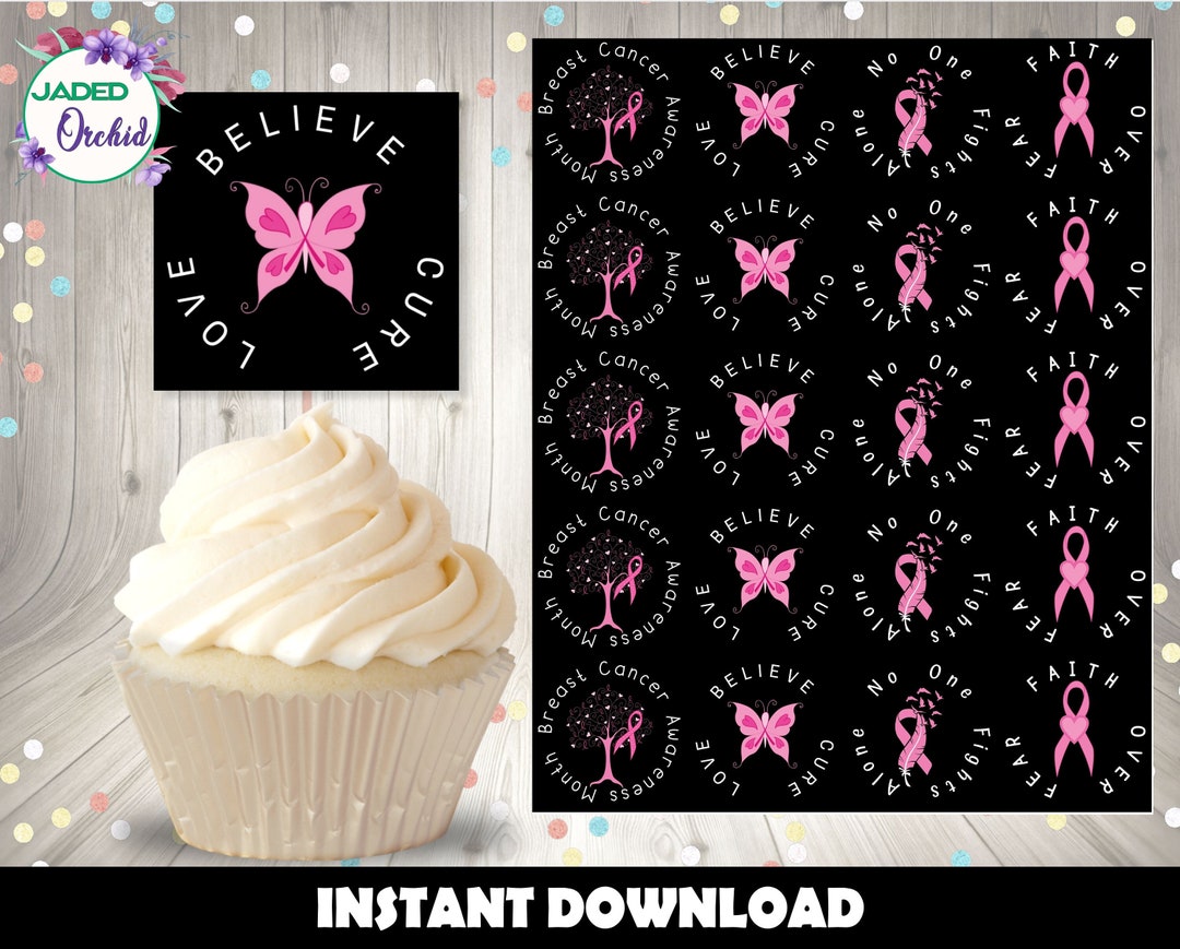 Breast Cancer Ribbon Cupcake Topper Breast Cancer Survivor Cancer ...