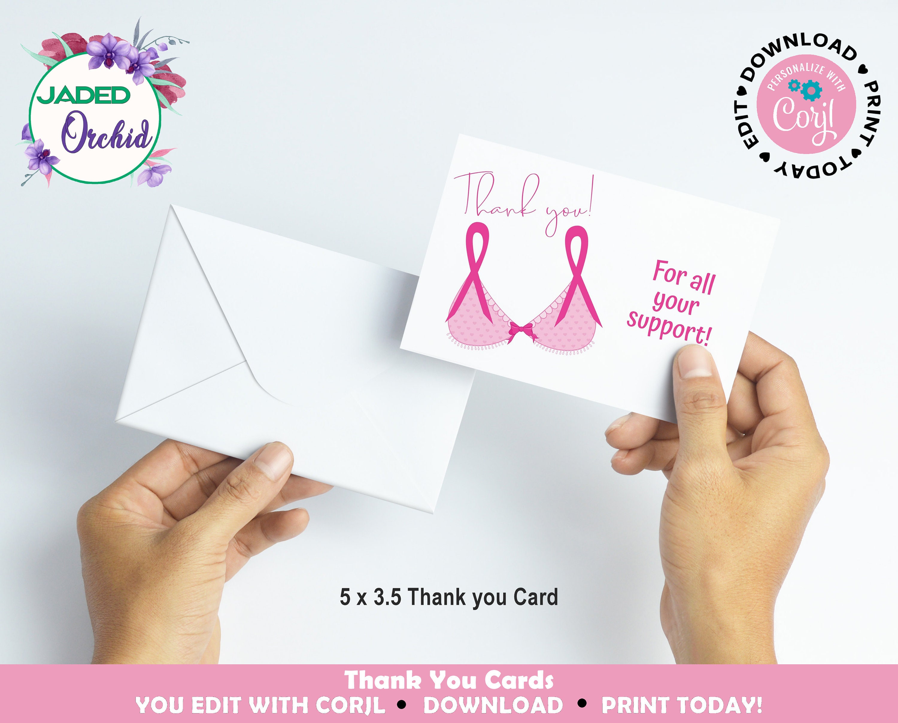 Editable Breast Cancer Thank You Cards Breast Cancer Survivor | Etsy