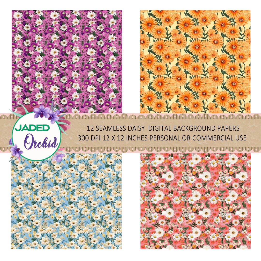 Printable Daisy Seamless Background Paper, Seamless Daisy Background ...