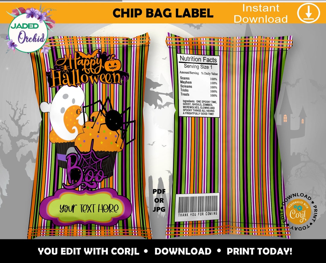 Printable Halloween Boo Chip Bag Label Ghost Halloween Party - Etsy